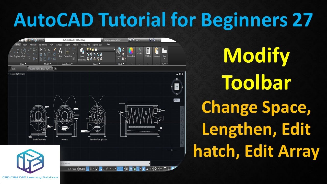 27 AutoCAD Tutorial For Beginners Change Space Lengthen Edit Hatch 27 AutoCAD Tutorial For Beginners Change Space Lengthen Edit Hatch
