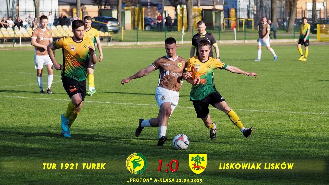 Tur 1921 Turek- Liskowiak Lisków 1:0, A-klasa, 22.04.2023- foto - YouTube