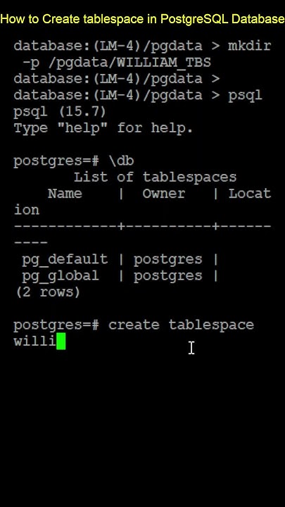 Creating Tablespace In Postgresql Database Database Youtube