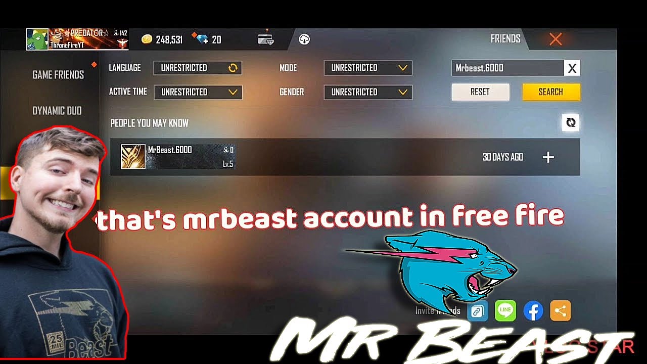 How To Add MrBeast In Free Fire 🔥 Mrbeast.6000 👈 MrBeast Got Sponsored ...
