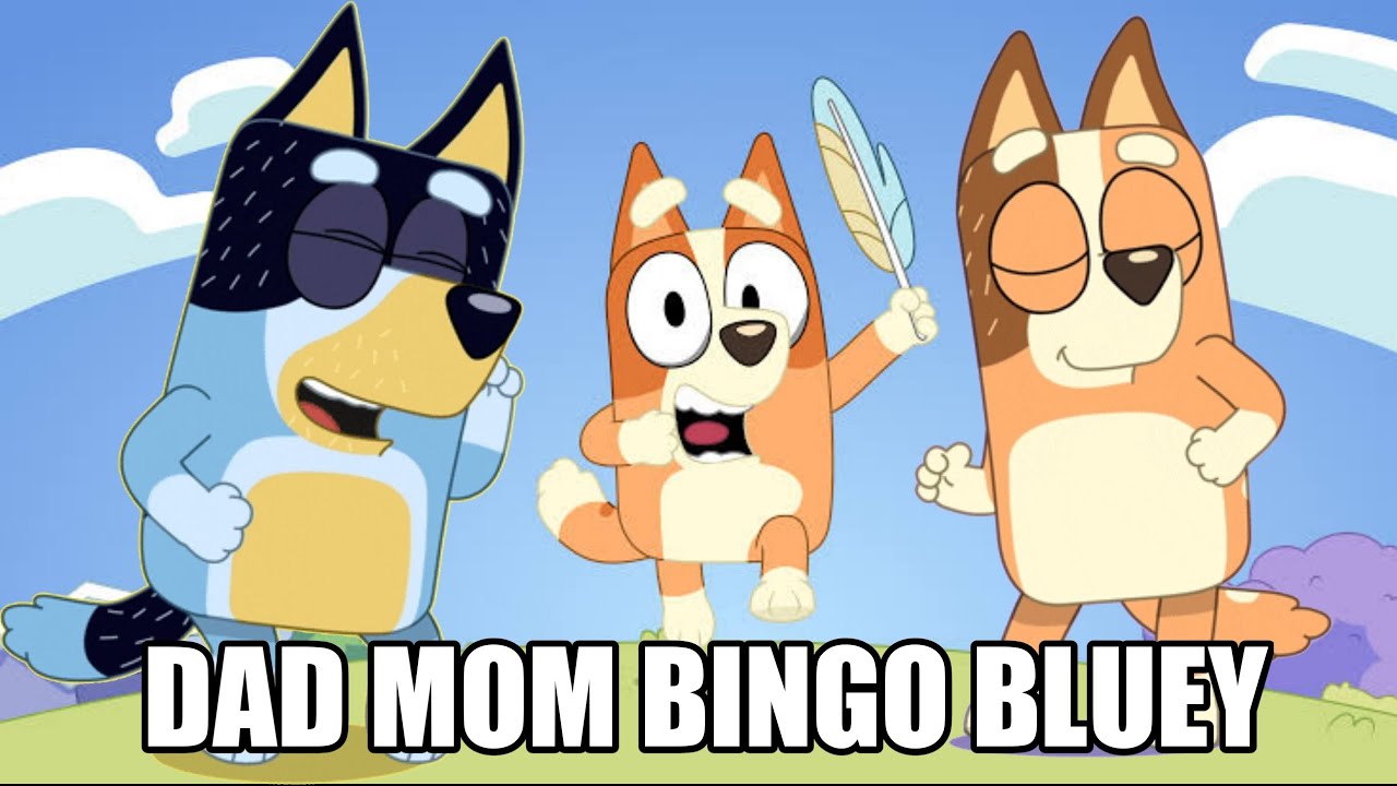 Dad Mom Bingo Bluey | Freeze Dance Brain Break | Bluey Tiles Hop - YouTube