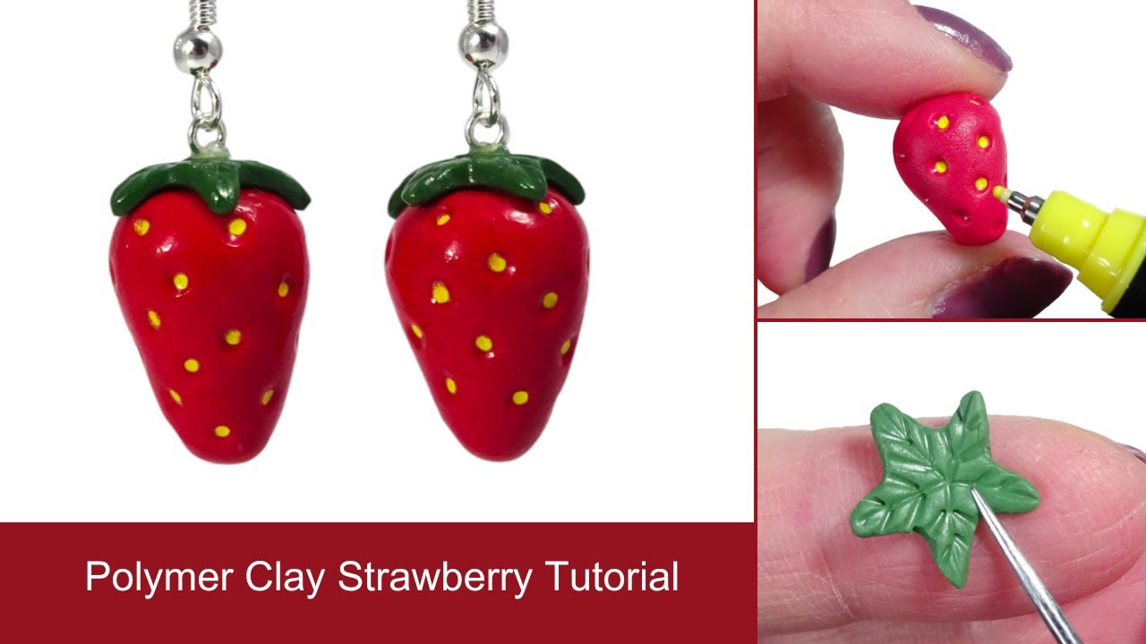 How To Make Polymer Clay Strawberries / Polymer Clay Food / Beginner ...