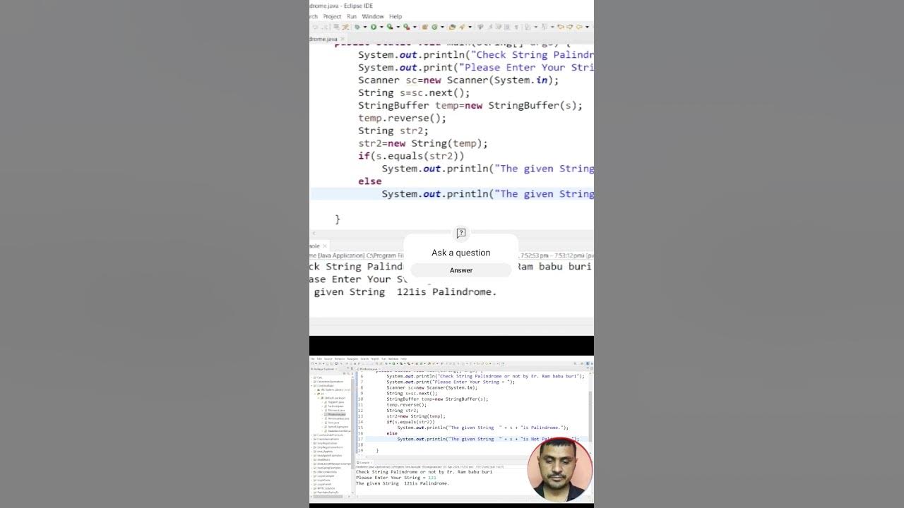 Check String Palindrome Or Note Palindrome Java Coding Javaprogramming Programmingchallenge