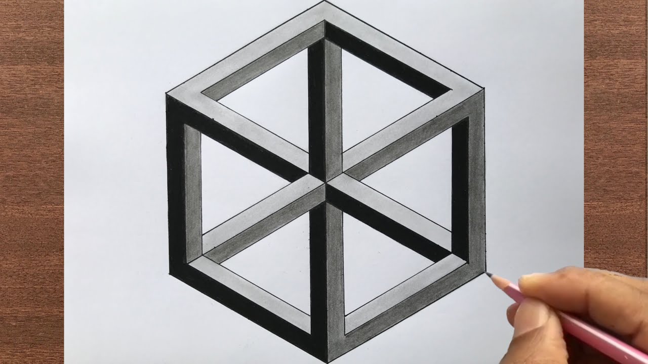 How to Draw an Isometric 3D Illusion Picture - YouTube