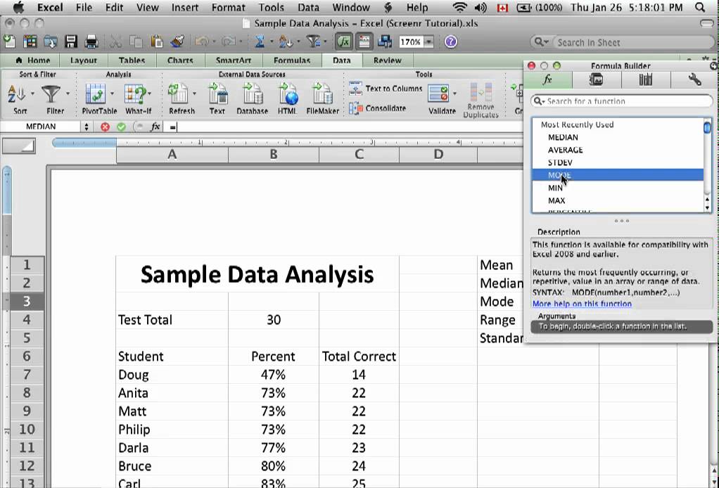 Using Excel to Analyze Student Data - YouTube