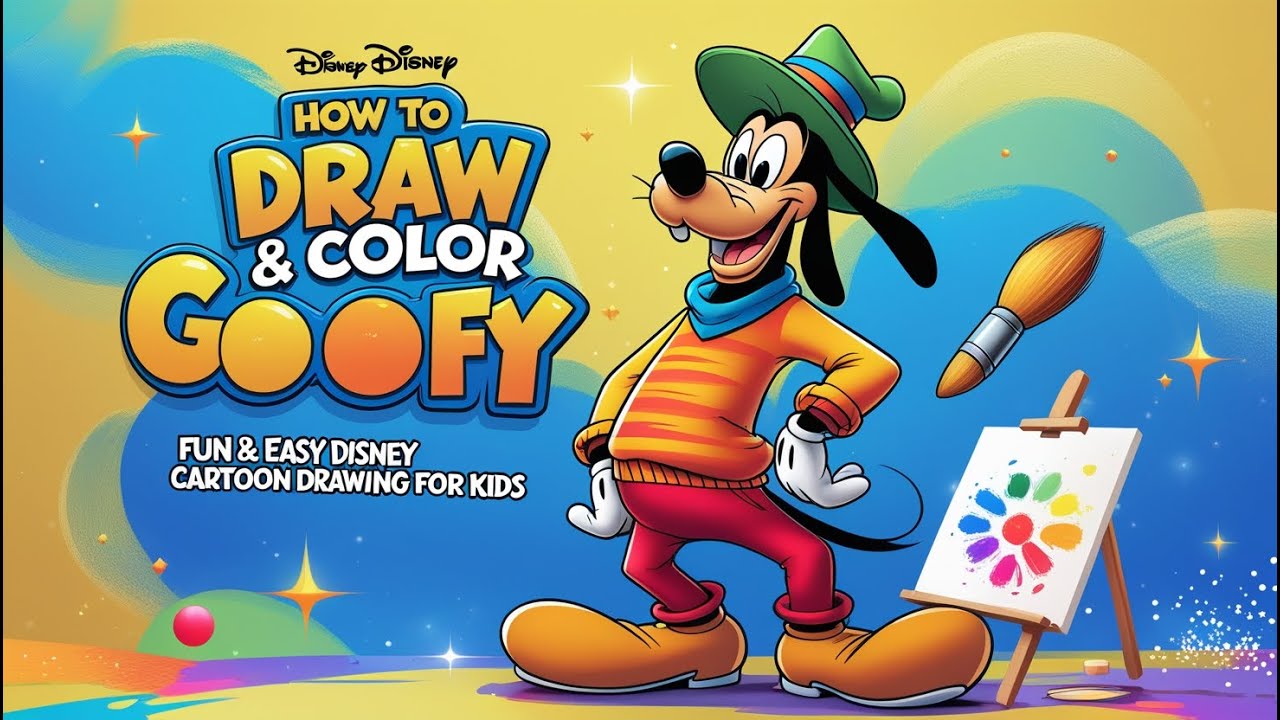 How to Draw & Color Goofy 🎨🐶 Fun & Easy Disney Cartoon Drawing for Kids ...