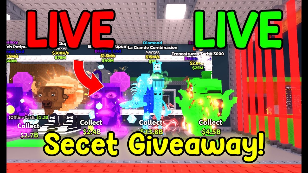 💸Steal A Brainrot 8X LUCK! ADMIN ABUSE? SECRET GIVEAWAYS!🔴 - YouTube