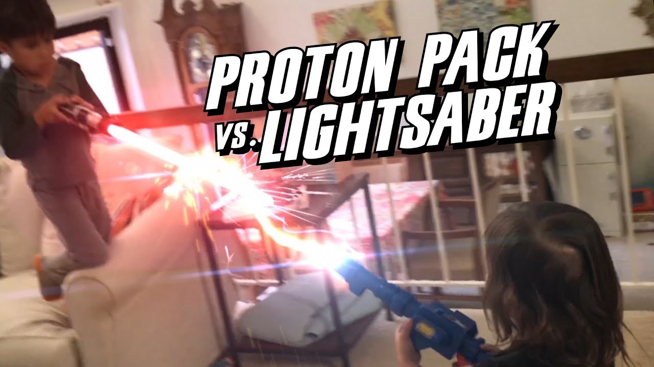 Proton Pack Vs. Lightsaber - YouTube