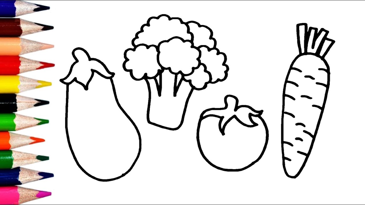 Terong, Brokoli, Tomat & Wortel | Belajar menggambar dan mewarnai - YouTube