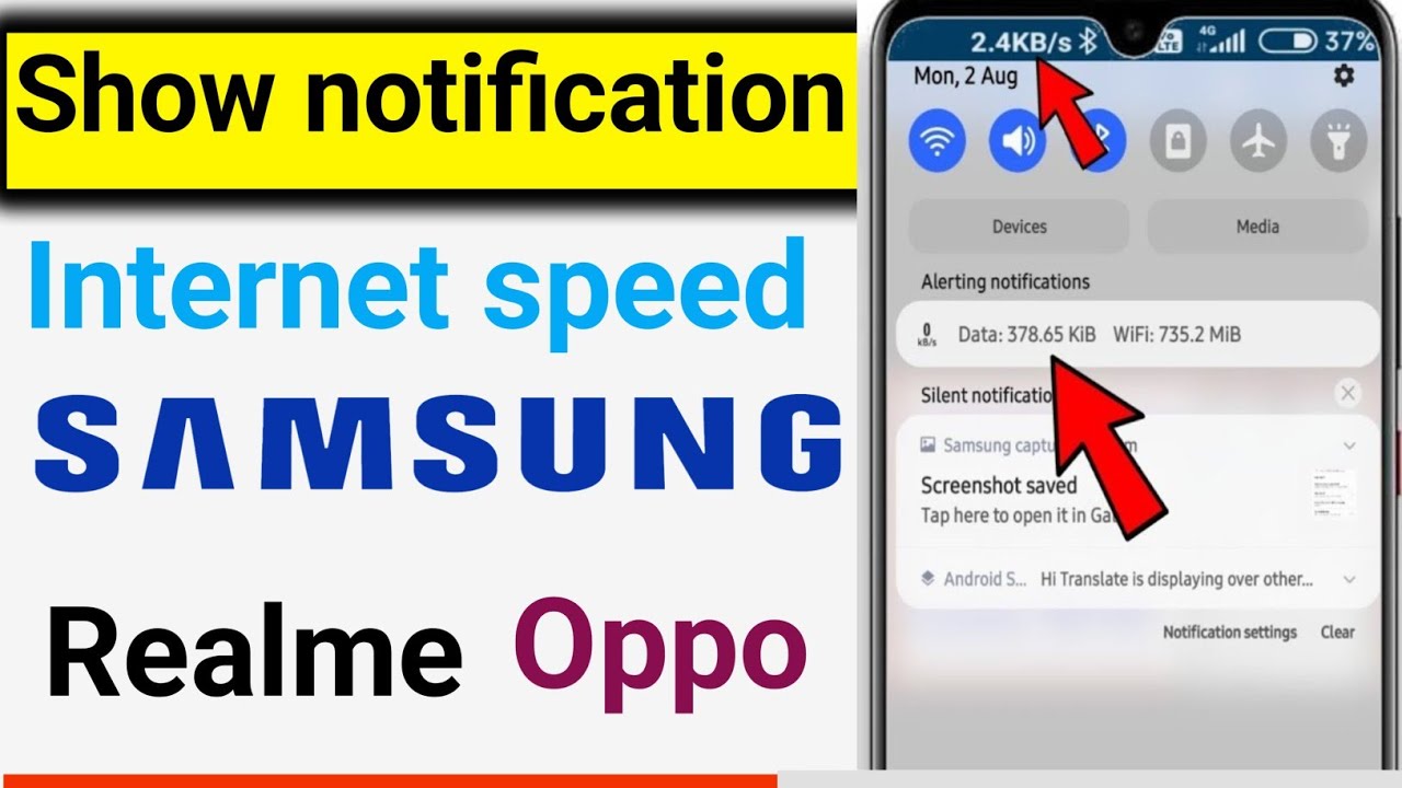 How To Enable Internet Speed Meter On notification Bar in Samsung, Poco ...