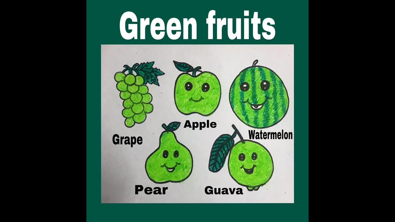 Green fruits# easy fruit drawing# fruits drawing for kids# how to draw ...