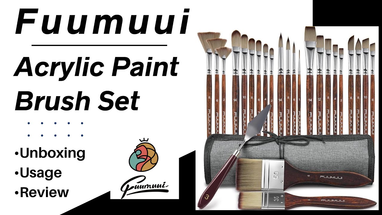 Fuumuui 25pcs Professional Acrylic Paintbrush Set - Unboxing, Test ...
