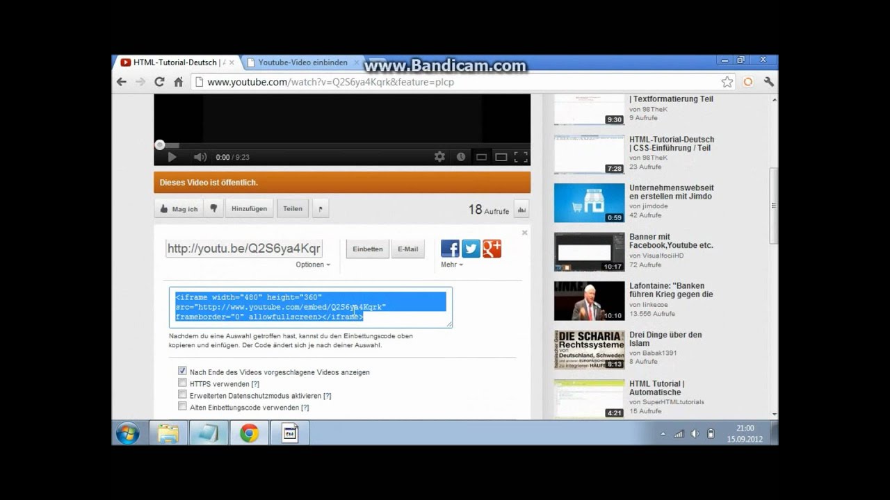Html Tutorial Deutsch Youtube Video Einbinden Hd Youtube