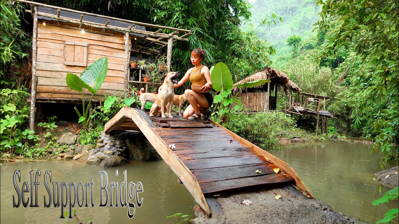 FULL VIDEO : ana building a self supporting bridge - Ana Bushcraft ...