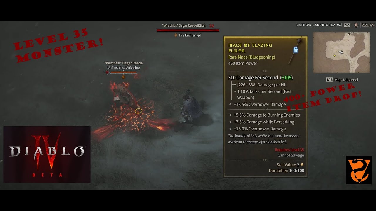 Diablo IV Early Access Beta Level 35 Rare Monster Spawn and 400+ Power ...