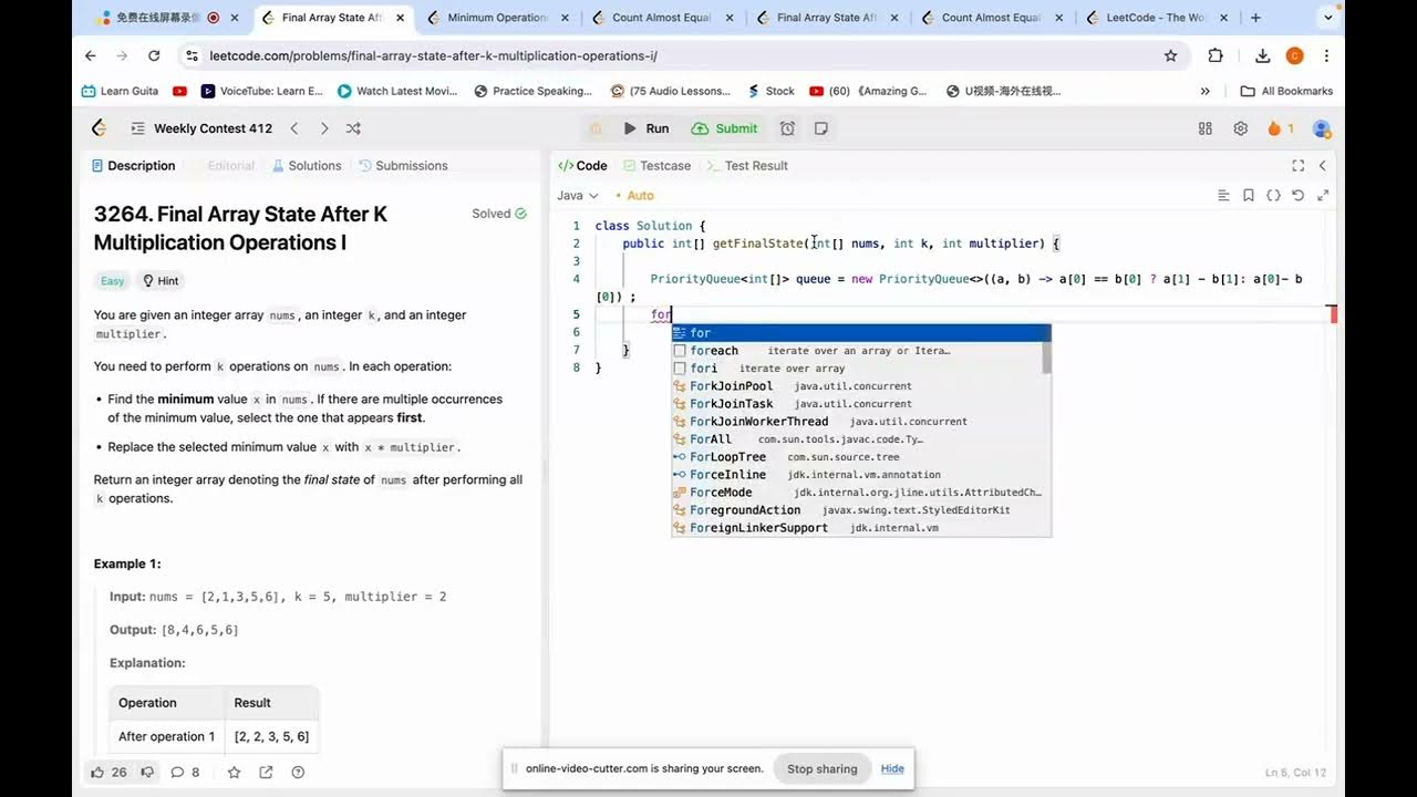 3264. Final Array State After K Multiplication Operations I - YouTube