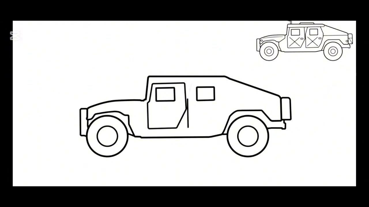 how to draw Hummer H1 combat car - YouTube