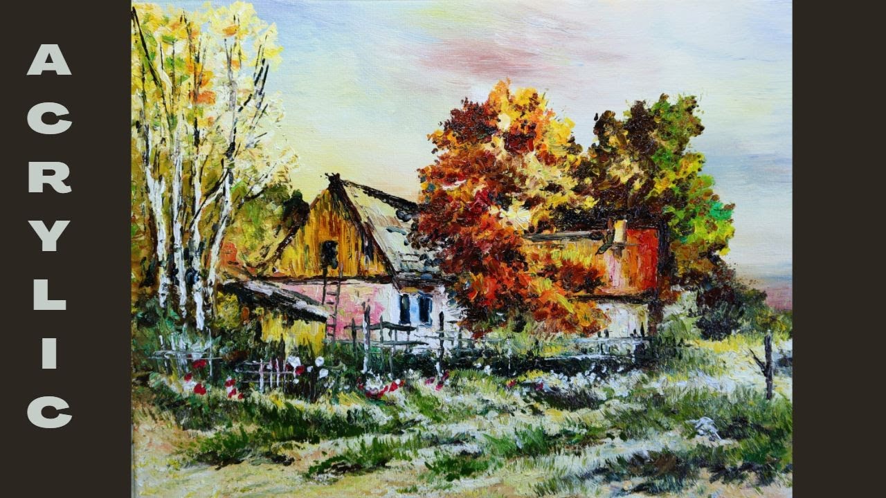 Acrylbild malen Landschaft Schritt für Schritt Tutorial - YouTube