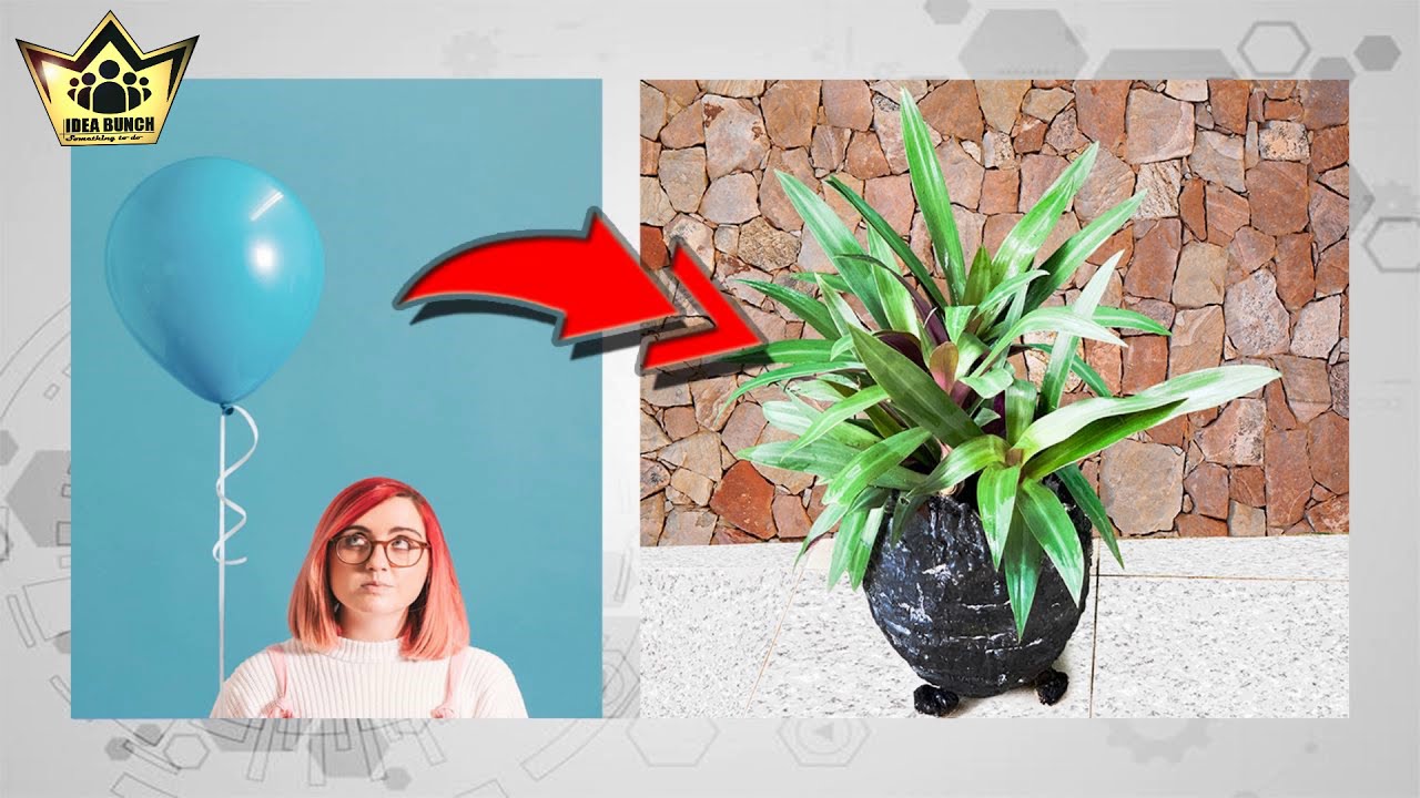 Making a Flower pot using a balloon| බැලූනයකින් මල් පෝච්චියක් #diy # ...