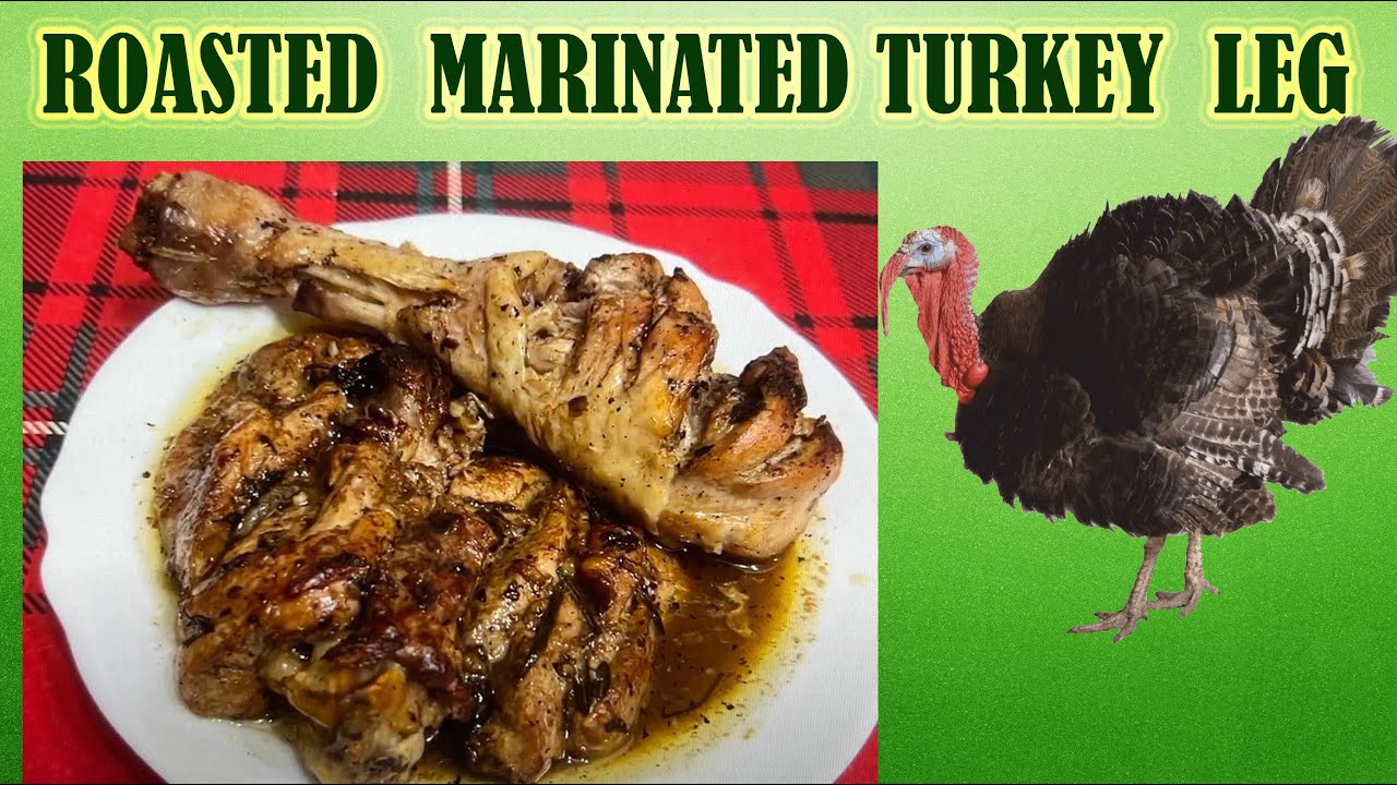 Oven roasted marinated turkey leg with potato and paprika garnish ...