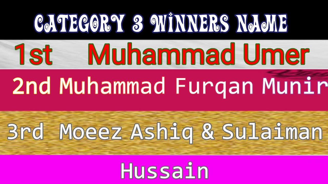 winners Name Category 3./ Karwan Point - YouTube