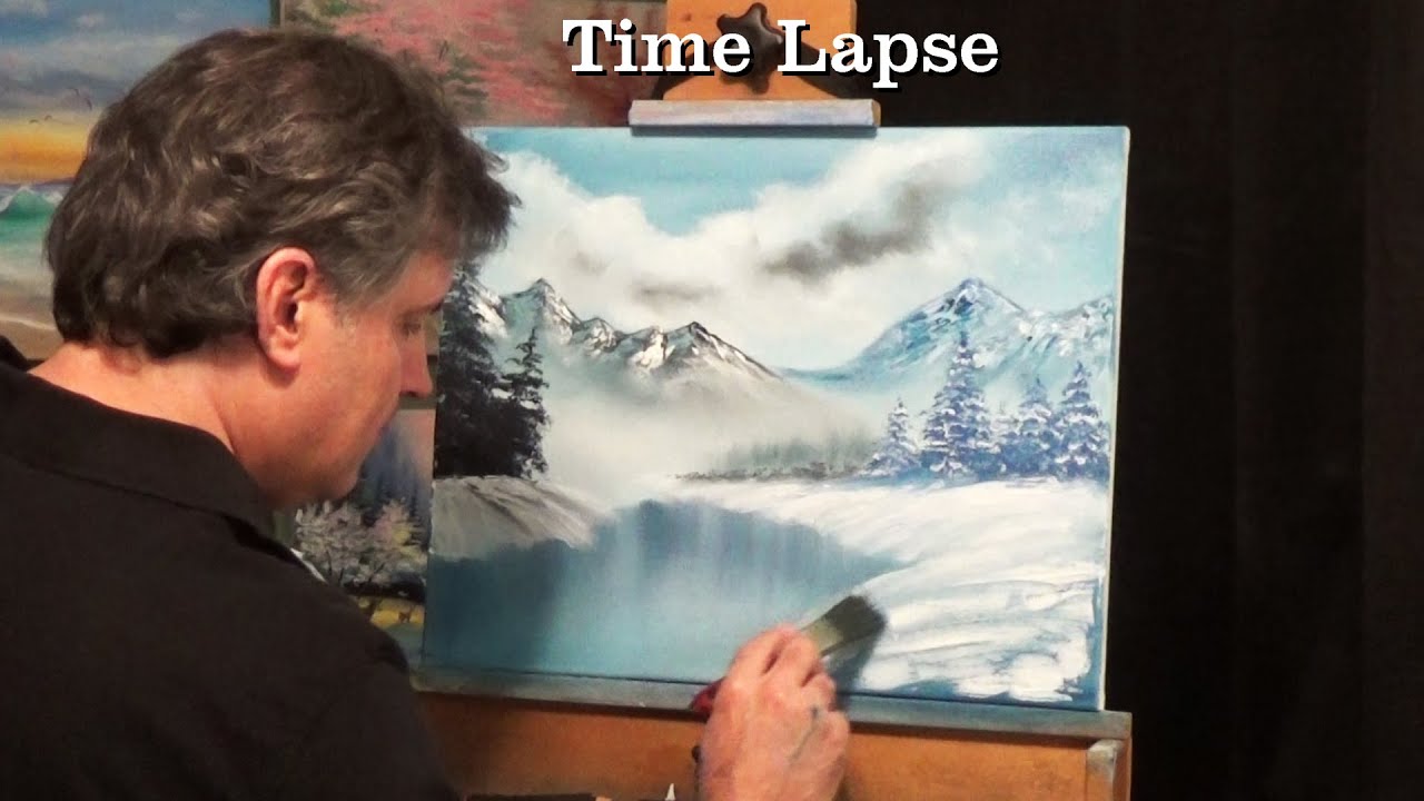 How to Paint "A Blue Winter" - EASY Bob Ross style Winter Painting by ...