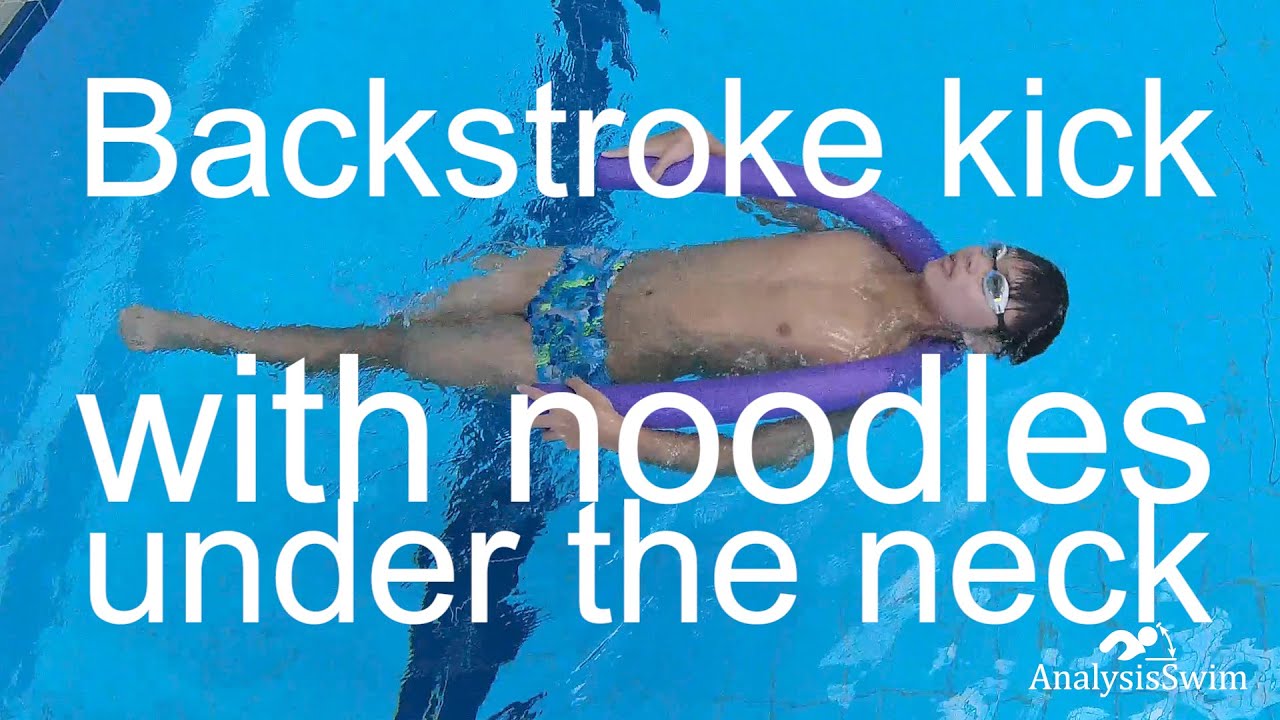 Backstroke kick with noodles under the neck - YouTube