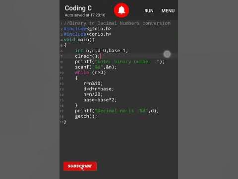 #41 Binary to decimal conversion in C |#c_programming #c_language # ...
