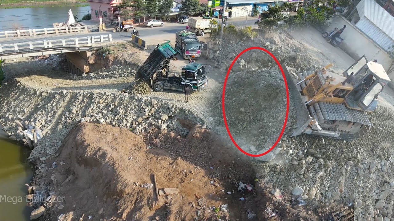 After Flood Destroy Canal And Foundation Bridge Now Repairing By Using ...