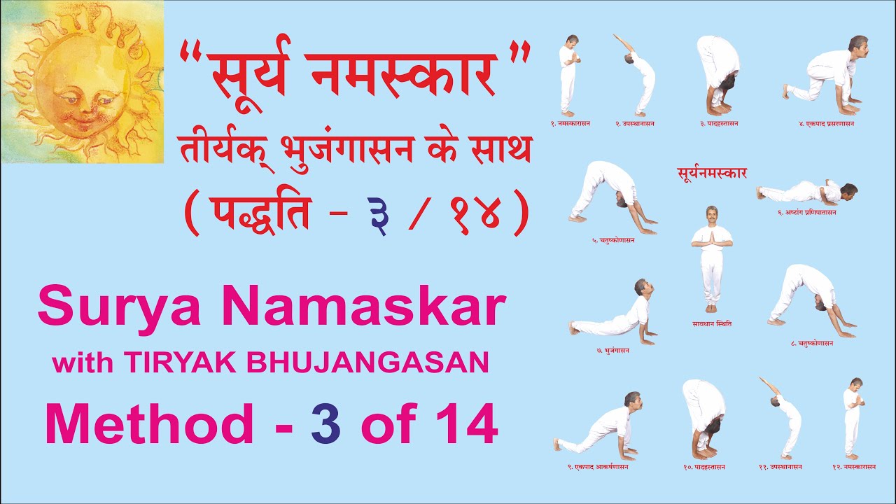 Surya Namskar with Tiryak Bhujangasana (Method-3) by Jitendra & Rashmi ...