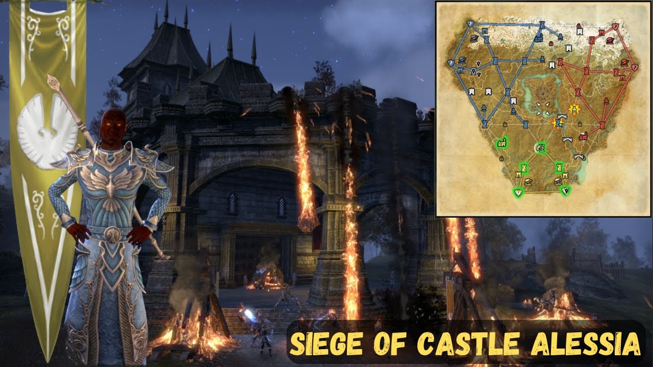 Elder Scrolls Online: PVP Aldmeri Siege Castle Alessia - YouTube