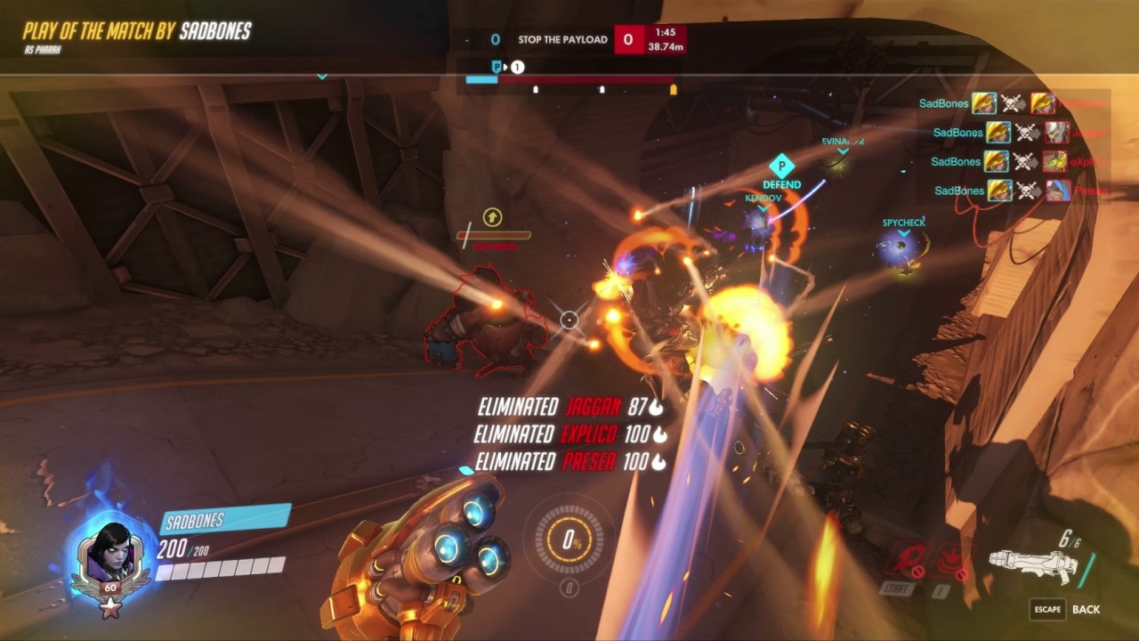 My first sextuple kill Overwatch - YouTube