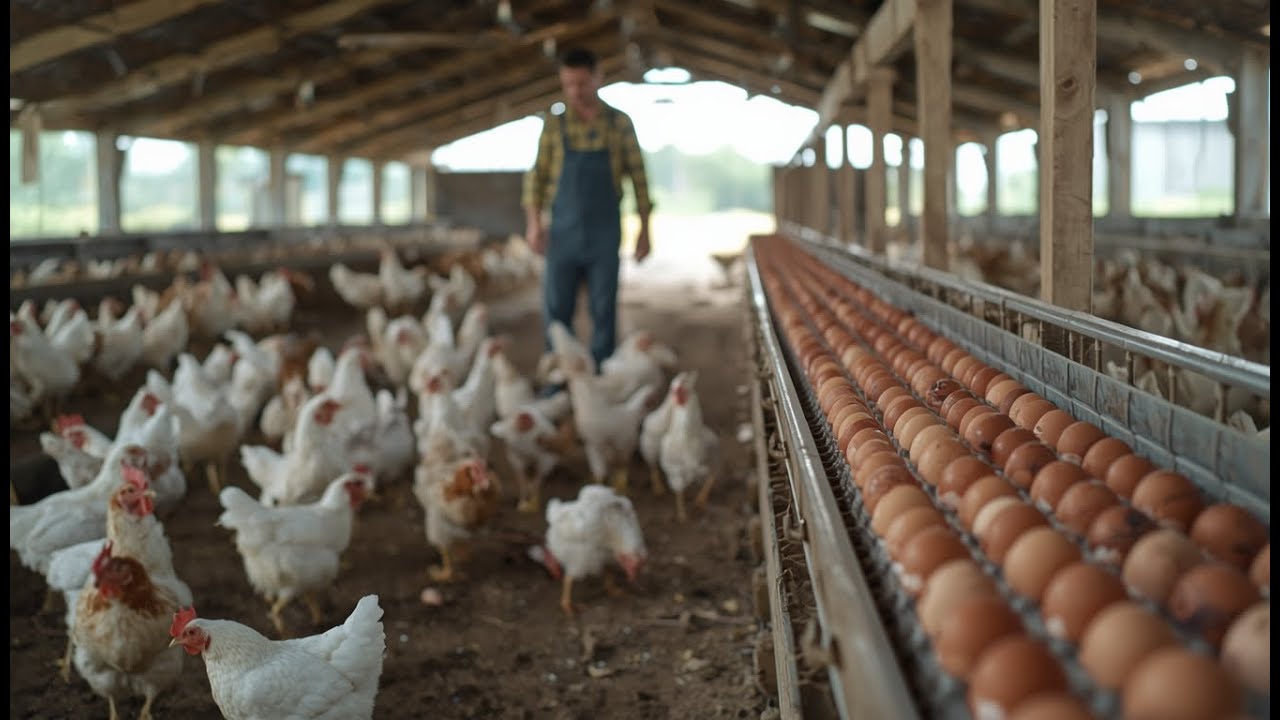 Chicken farm lays millions of Eggs - Feed Chickens, care for Chickens ...