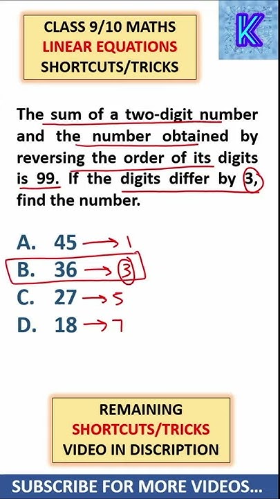 linear equation MCQ Tricks,Maths Short Tricks,Maths Tricks,ICSE CBSE Class 10 MATHS| KarnoMatics ...