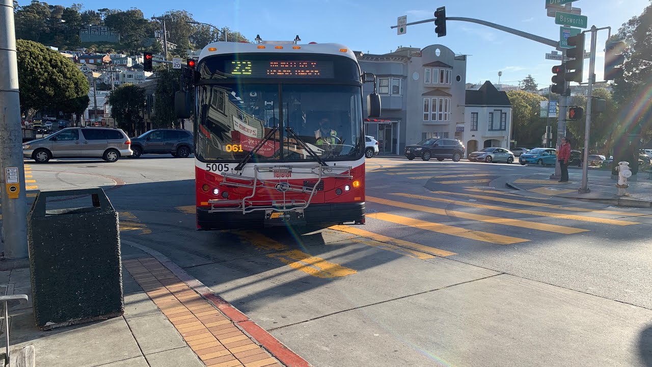 SF MUNI 2020 BYD K9MD #5005 on route 23 Monterey- OB to Sloat/47th- SF ...
