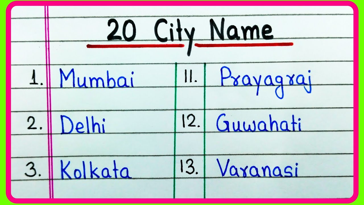 City Name | 20 City Name in English | Cities Name | 20 City Name ...