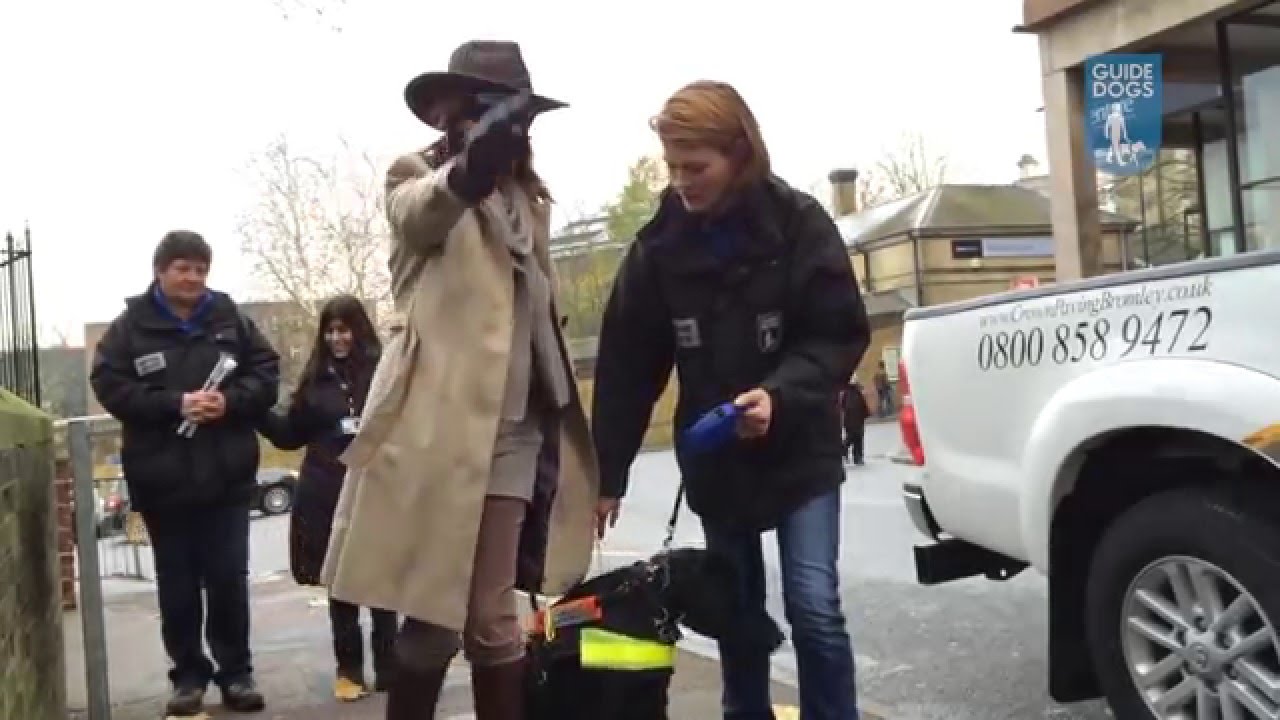 Helen Grant MP undertakes the Guide Dogs Blindfold Walk - YouTube
