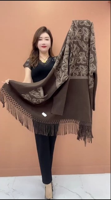 Loose xl winter printed touch shawl with winter sweetshirt # ...