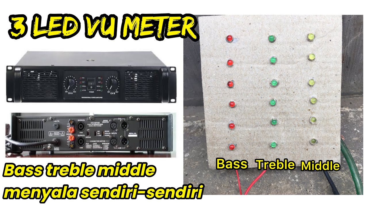 3 level led VU meter bass, treble, middle nyala sendiri-sendiri - YouTube