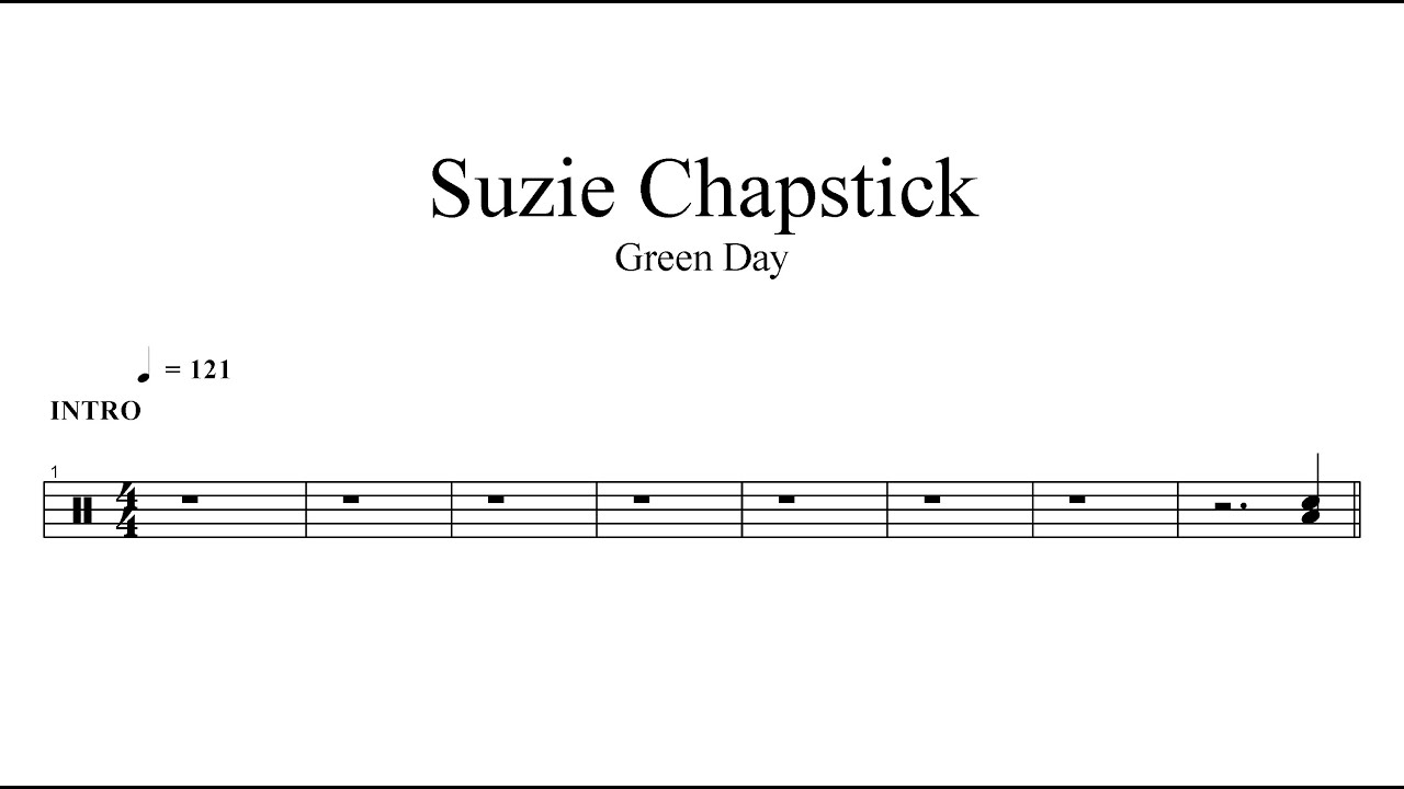 Green Day-Suzie Chapstick | Drum Sheet Music - YouTube