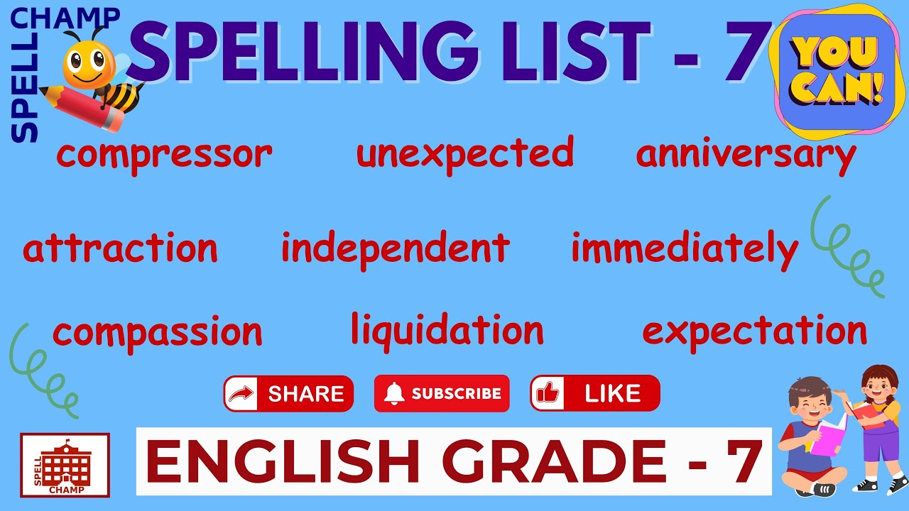 English Grade 7 Spelling List 7 #englishwords #spellingwords # ...