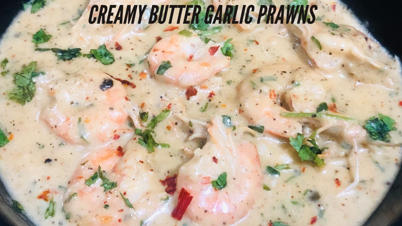 Creamy Butter Garlic Prawns | Creamy Garlic Shrimps | Cheese Butter ...