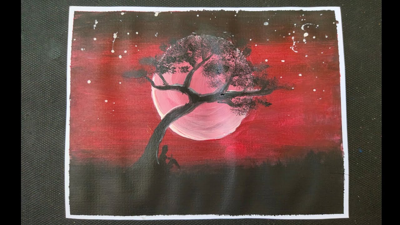 Blood Moon / Acrylic Painting Tutorial - YouTube