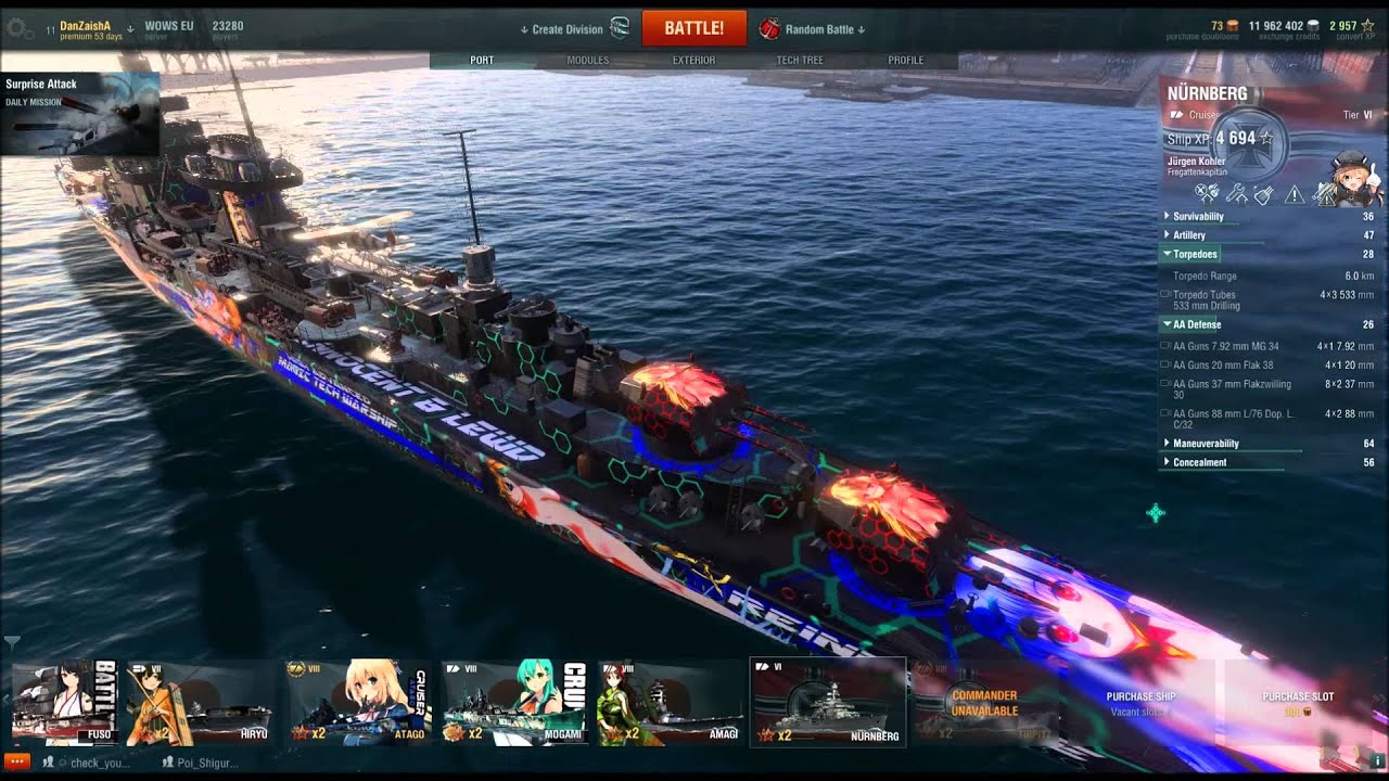 World of Warship - Nürnberg German Cruiser Tier VI - Skin - YouTube