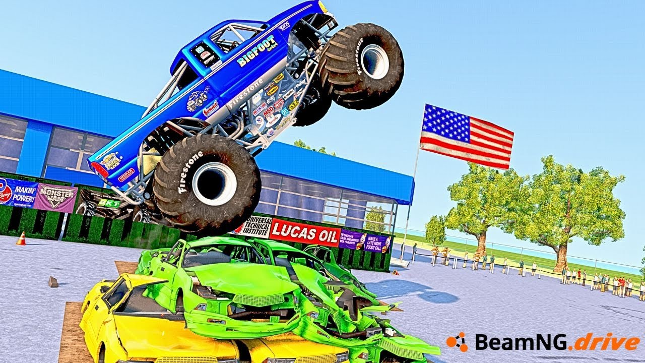 $350,000 BIGFOOT MONSTER TRUCK CRUSHING CARS AT THE FORD DEALERSHIP ...