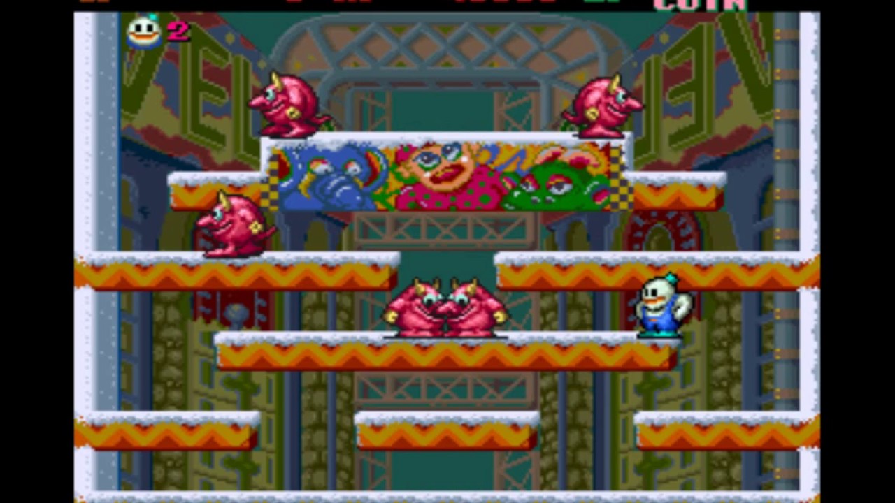Arcade Snow Bros 1 Nick and Tom Stage 1 Floor 1-10 Gameplay スノーブラザーズ ...