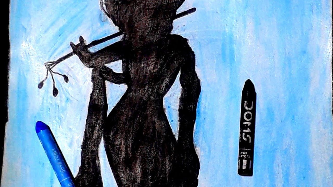 ## How to draw a black krishna using crayons ## - YouTube