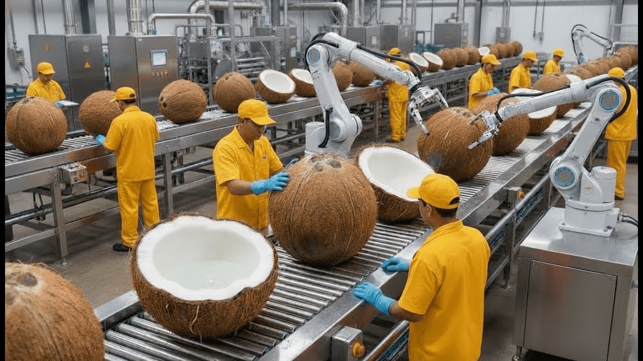 Inside a Modern Coconut Factory From Hard Shell to Creamy Milk Full ...