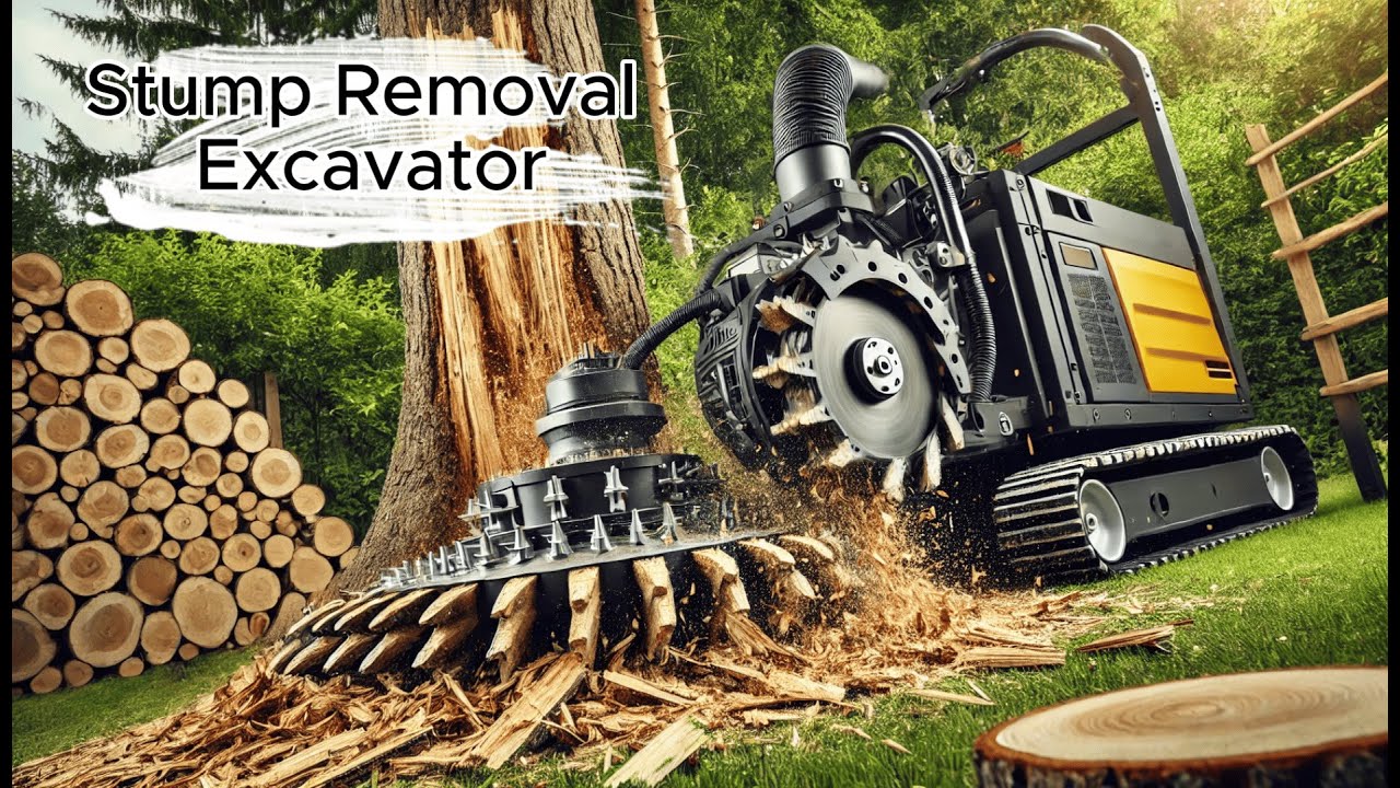 Stump Removal Excavator - Quick Stump Grinder for Woodworking - YouTube