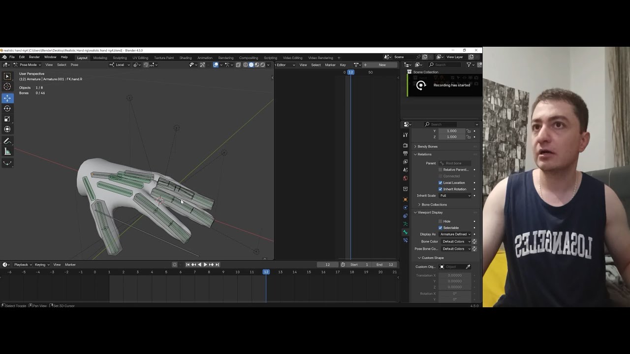 Rigging the hand/fingers in Blender 4.5 LTS Part 4 adding custom shapes ...